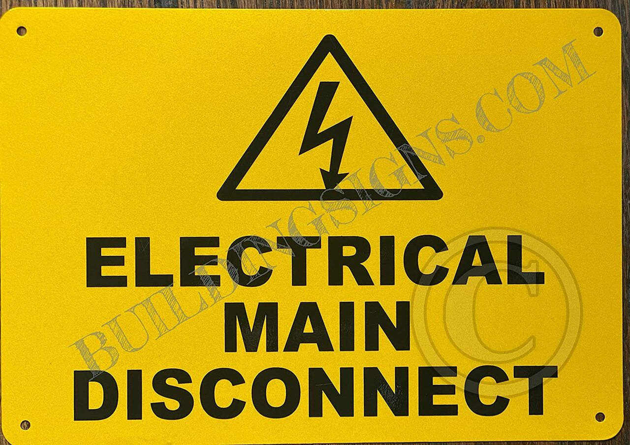Electrical Main Disconnect Sign (Reflective, Aluminium, Yellow ...
