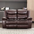 Manual Recliner Loveseat Sofa Set with Pull Tab Reclining, Brown Two ...