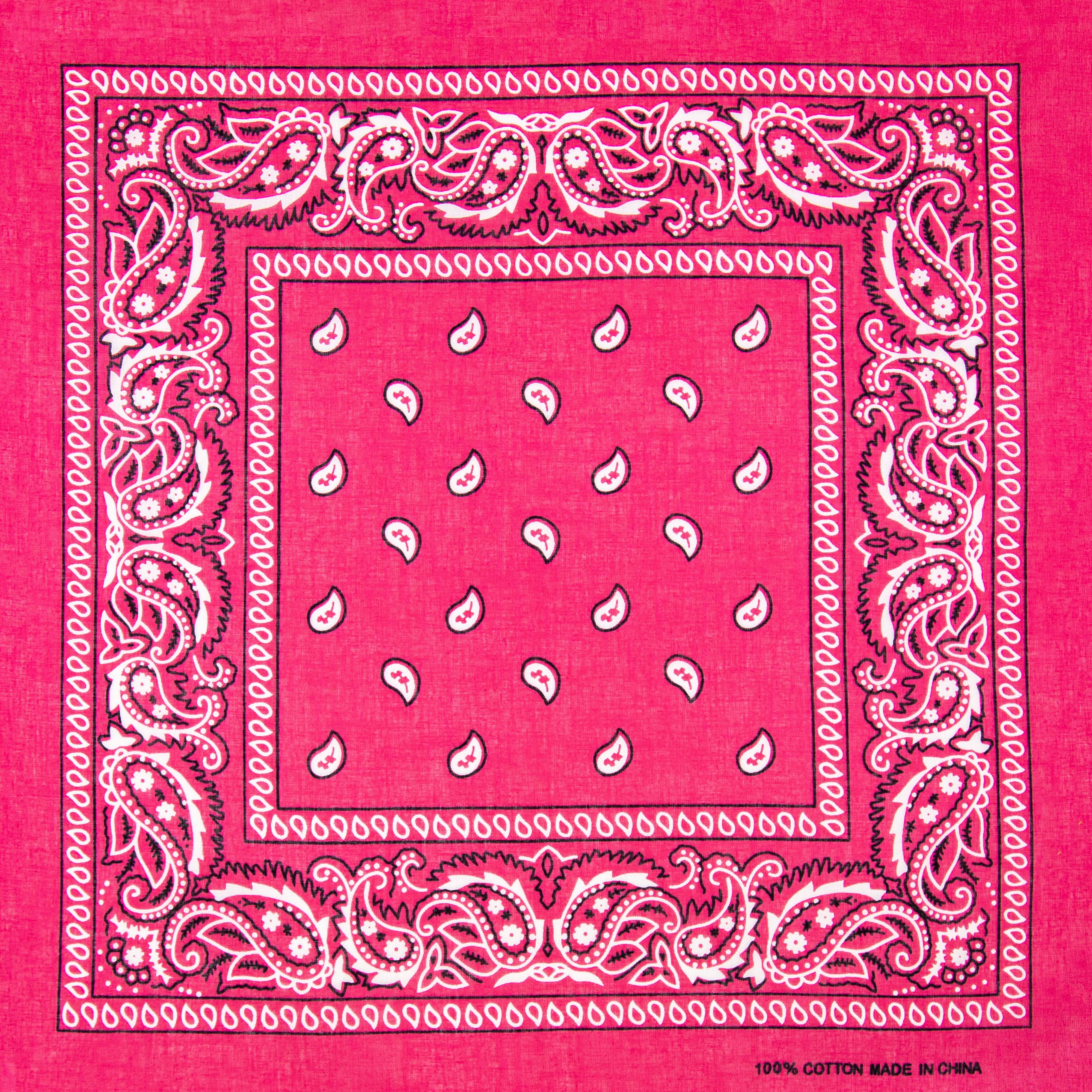 12 PACK Dozen 100% Cotton Bandanas HOT PINK PAISLEY Wrap Scarf Face ...