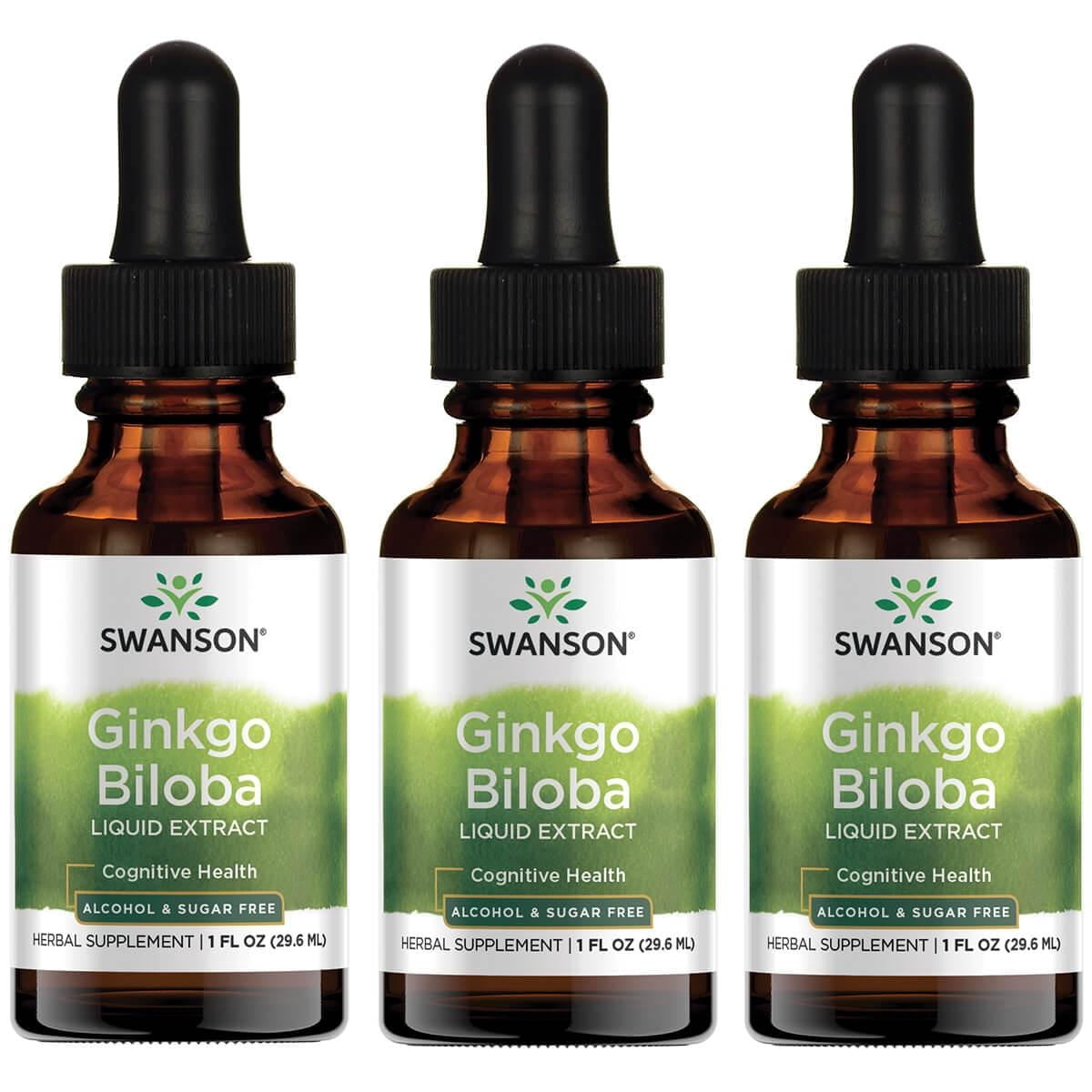 Swanson Ginkgo Biloba Liquid Extract - Alcohol & Sugar Free 3 Pack ...