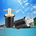 2 Pcs Brass/Stainless Steel T-Handle Drain Plug Rubber Scupper Plugs ...