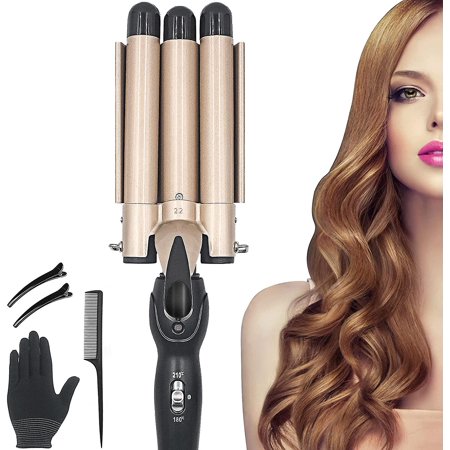 3 Curler Waving Iron - 22 Mm Professional 3 Head Curling Iron For Long ...