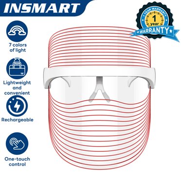 Blue Red Light Therapy Mask for Face, 7 Colors LED Face Mask Light ...