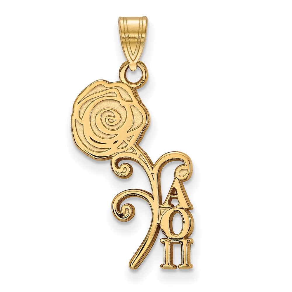Solid 925 Sterling Silver with Gold-Toned Alpha Omicron Pi Small ...