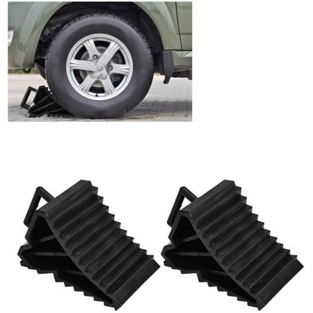 TILIYHELLO 2 Pieces Car Wheel Chocks, Plastic Wheel Chock with Handle ...