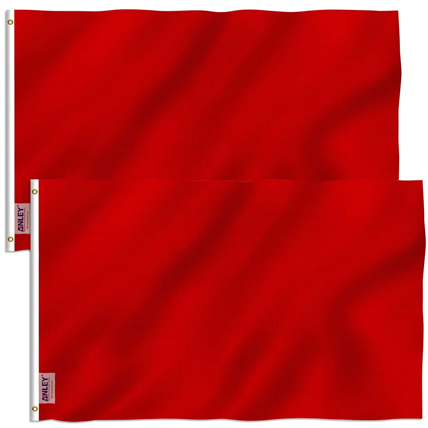 Anley 3x5 Foot Solid Red Flag - Plain Red Flags Polyester (Pack of 2 ...