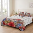 Queen Quilt Bedding Set Independence Day Flower Bird Flag Breathable ...