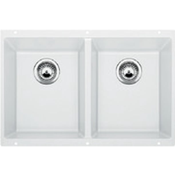 Blanco PRECIS Equal Double Bowl SILGRANIT Sink White - Walmart.com