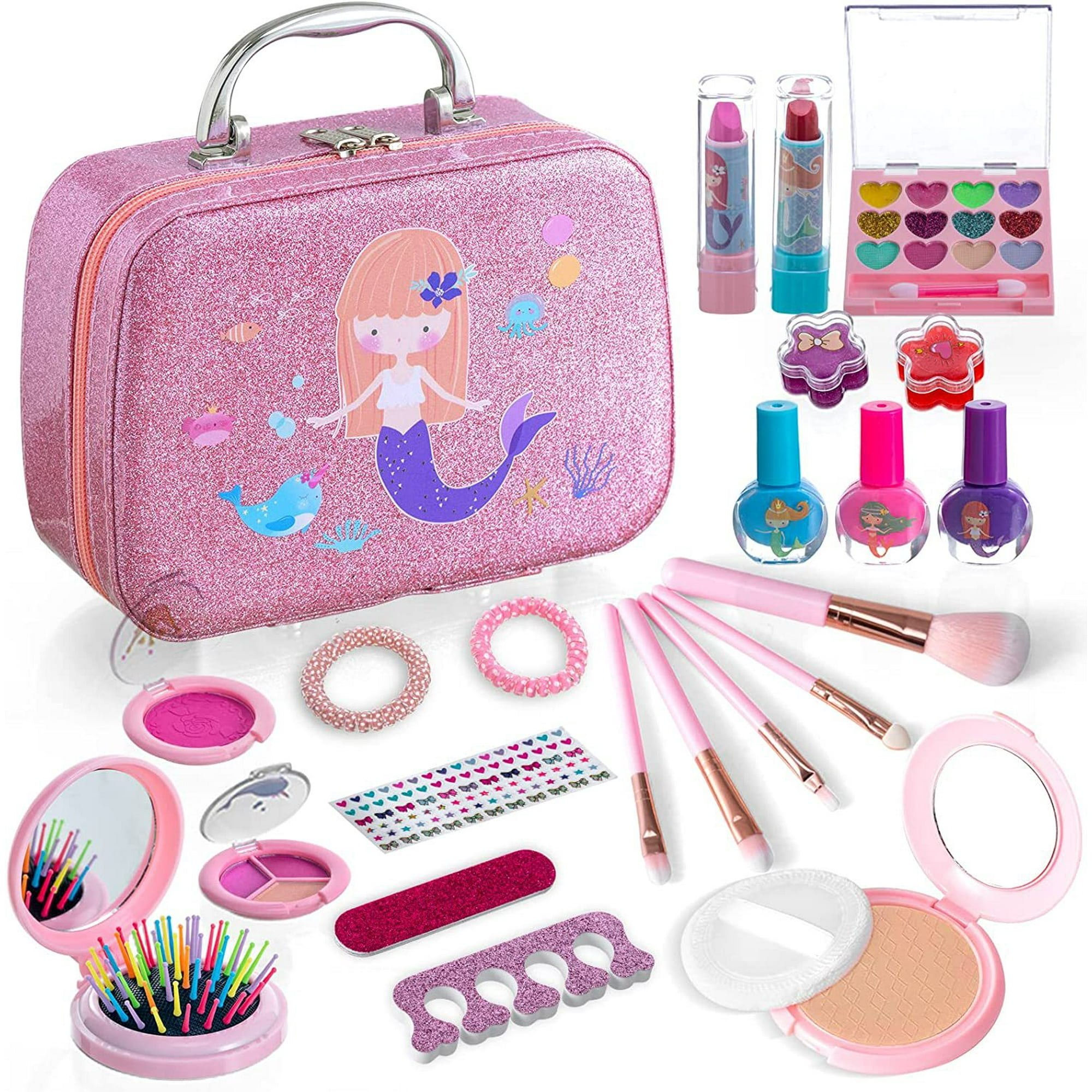 Unbranded Safe & Fun Kids Makeup Set For Ages 4-6: Non-Toxic Pretend Play Cosmetics With Mermaid Design  Includes Eyeshadow & Lipstick  Interactive Be