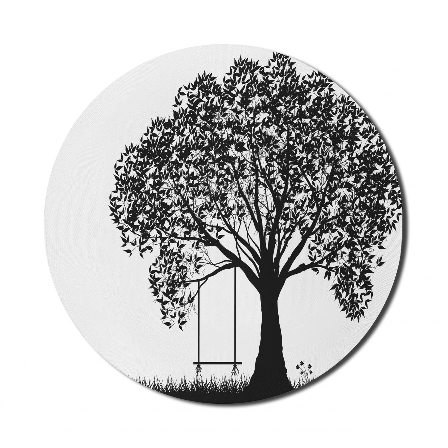 Tree Mouse Pad for Computers, Tree Silhouette with Swing Illustration ...