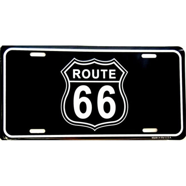 LP - 094 Route 66 Shield Black & White - License Plate - 2626 - Walmart ...