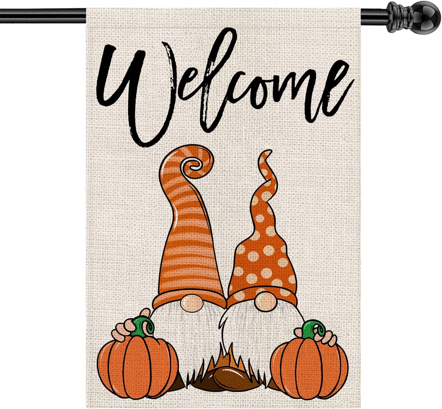 Fall House Flag Fall Gnome Pumpkin Welcome Flags Double Sided Vertical ...