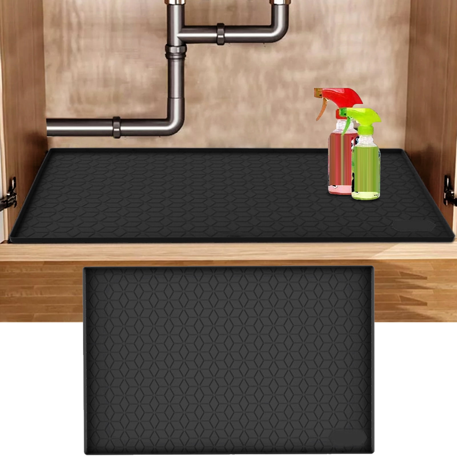 Washranp Kitchen Under Sink Mat,Waterproof Foldable Cabinet Silicone ...