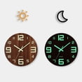 12 Inch Luminous Wall Clock Wood Silent light in dark night Nordic ...