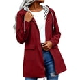 Moxiu Women's Lightweight Rain Jacket with Cargo Pocket Hood Fall ...
