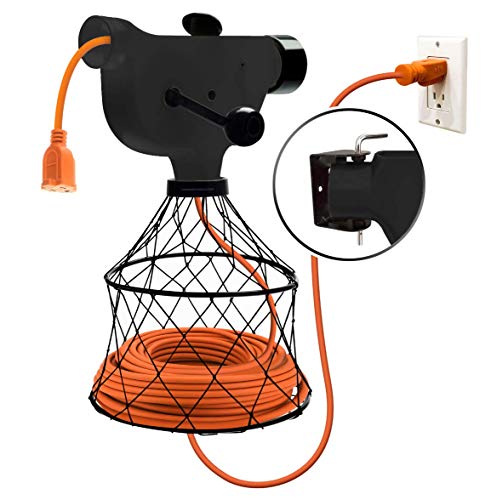 Chromex Wall Mounted Extension Cord Winder Organizer with 2 Fixed and 1 ...