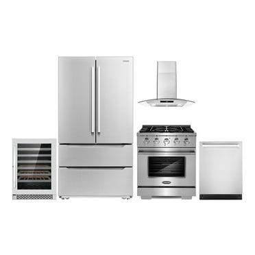 Cosmo 3 Piece Kitchen Appliance Packages with 48" Freestanding Gas ...