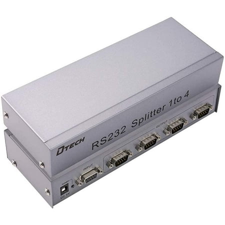 DTECH Powered 4-Port Serial RS232 Splitter 1 in 4 Out DB9 Distribution ...