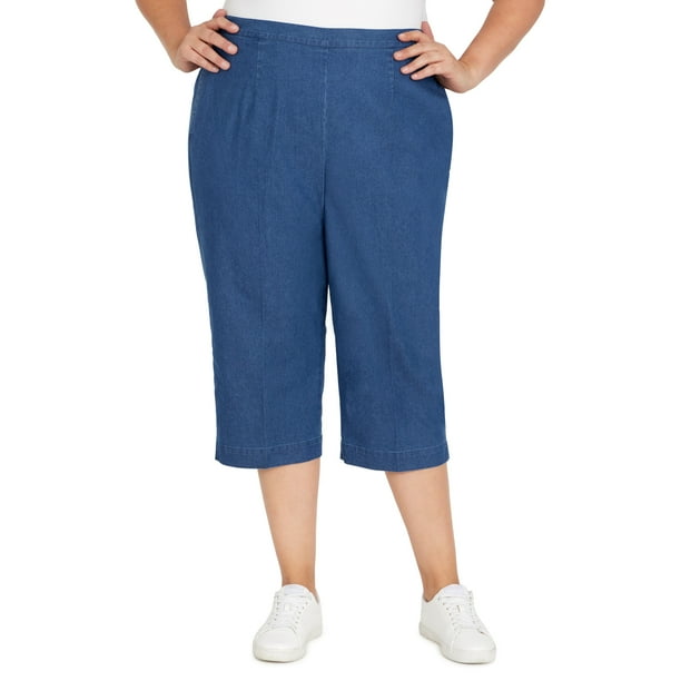 Alfred Dunner Womens Plus Size Relaxed Denim Capri