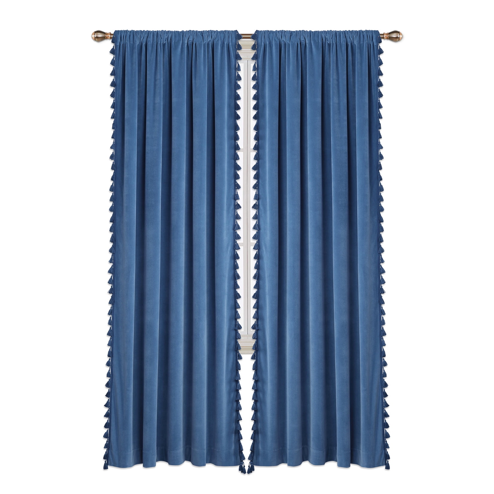 Blue Velvet Curtains 84 inches Length Red Curtains Blackout Insulated ...