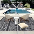 Black And White Geometric Pattern Outdoor Area Rug PP Plastic Woven ...