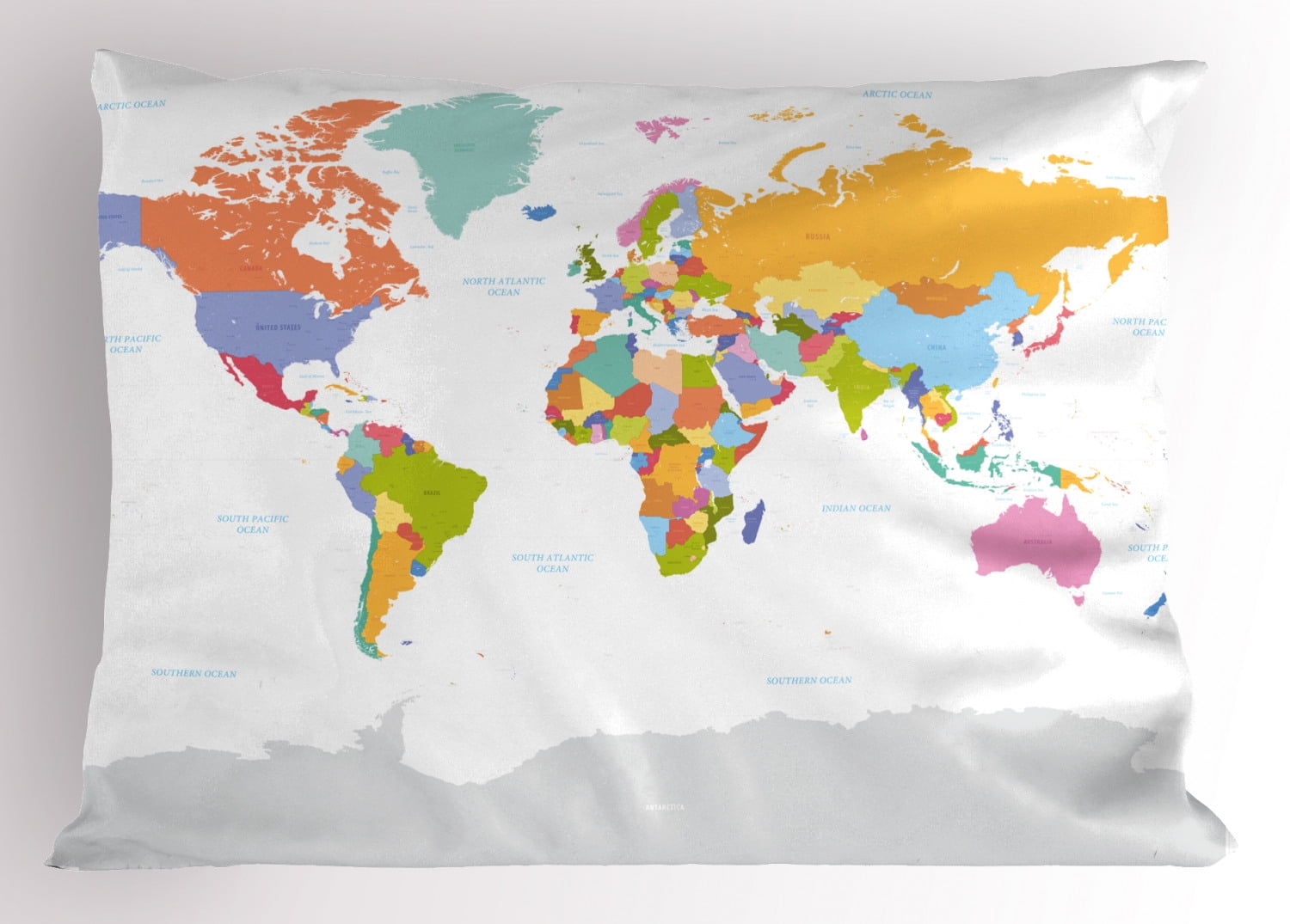 Map Pillow Sham Highly Detailed Political Map of the World Global ...