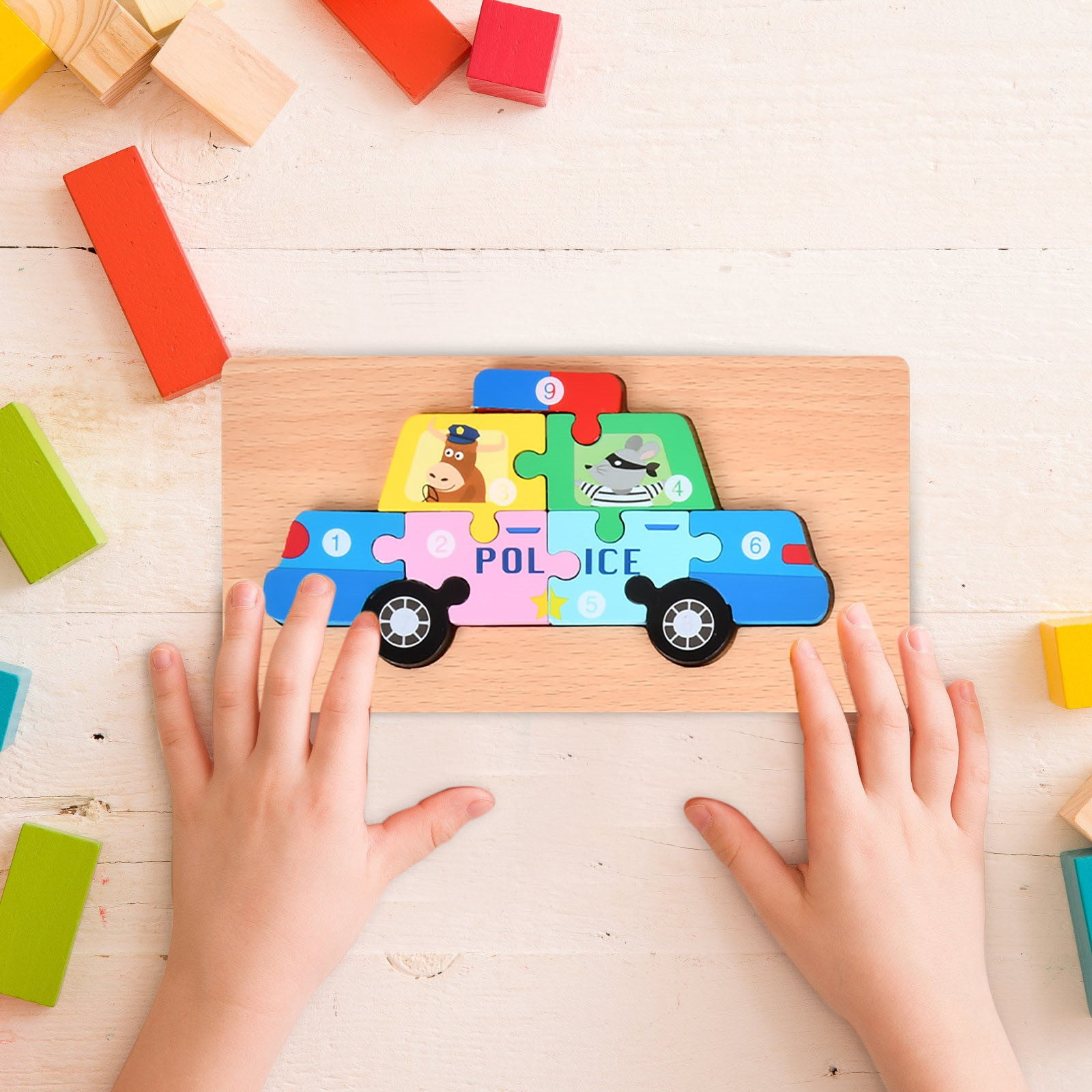 Bright And Bright Color Shapes Preschool Toddler Number Puzzle Toys For ...