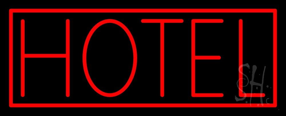 Red Simple Hotel LED Neon Sign 13 x 32 - inches, Black Square Cut ...