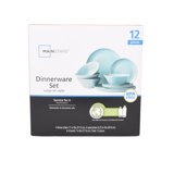 Mainstays 12-Piece Eco-Friendly Dinnerware Set, Aqua - Walmart.com