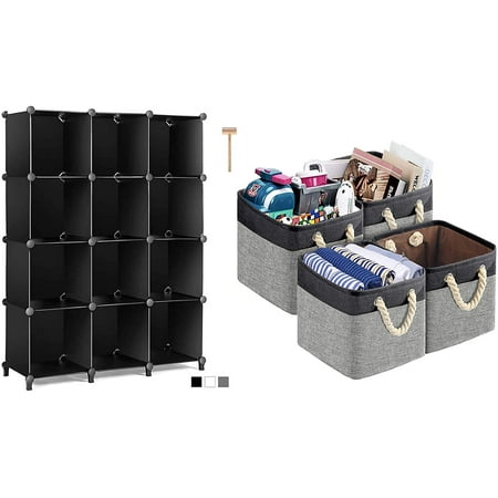 Cube Storage 12-Cube Bookshelf Closet Organizer Storage Shelves Shelf ...