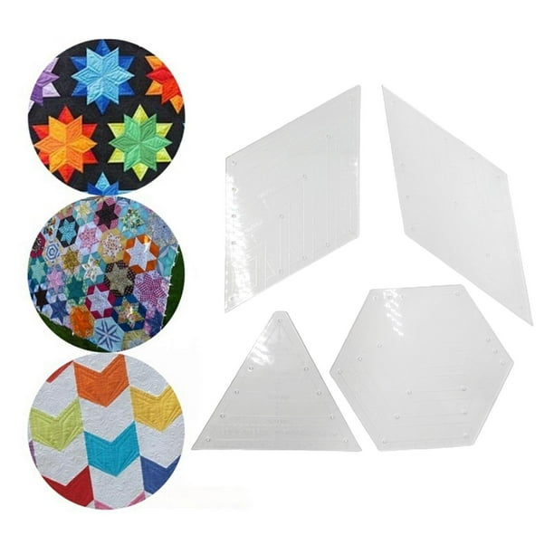 4x Transparent Quilting Ruler Template Cutting Piecing Measuring Tools ...