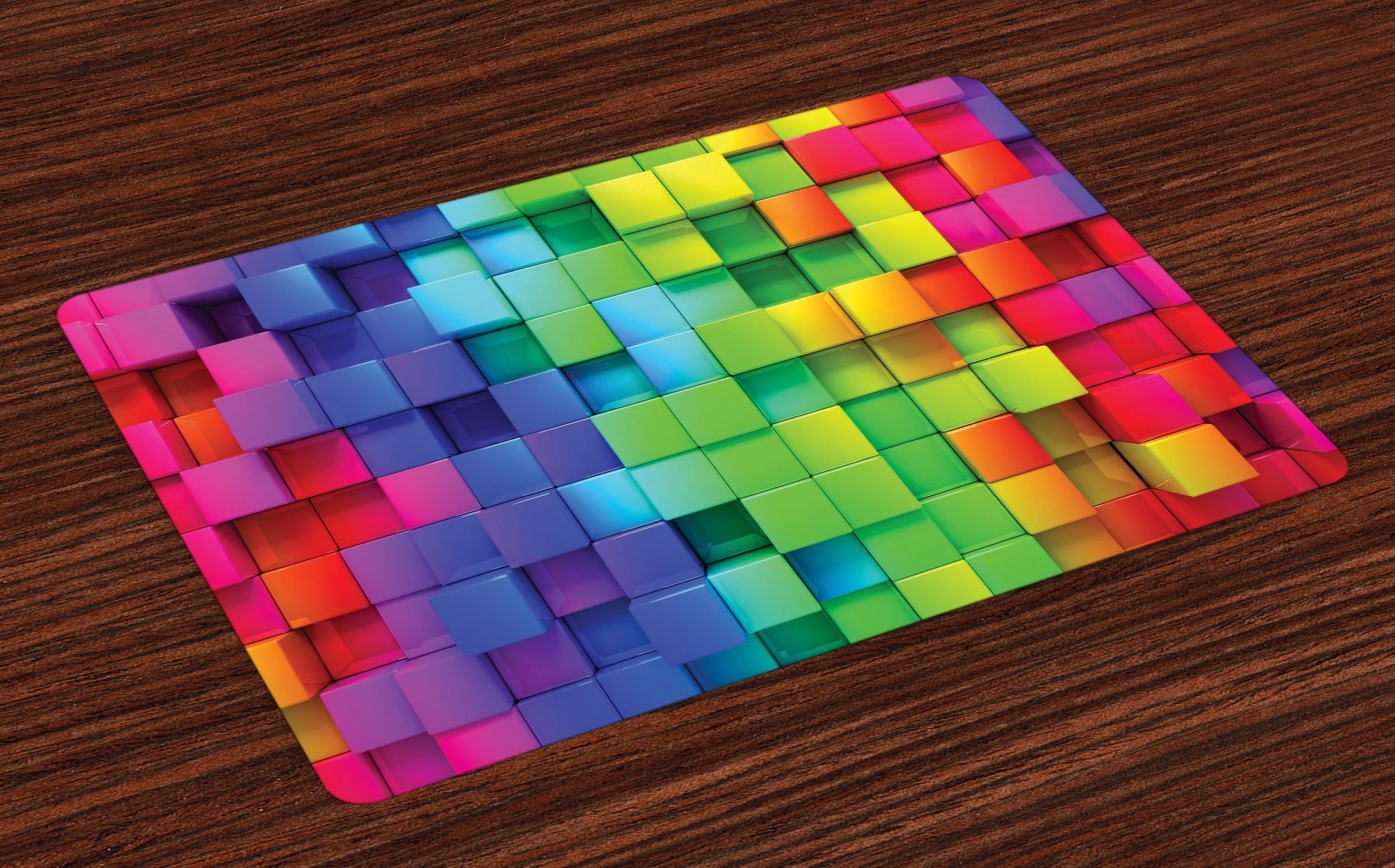 Colorful Placemats Set of 4 Rainbow Colored Contour Display Futuristic ...