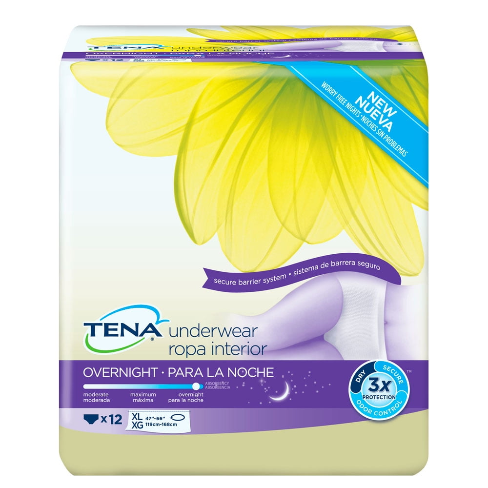 Tena Overnight Underwear, XL, 12 Count plus 2 Free Bonus Pack - Walmart ...