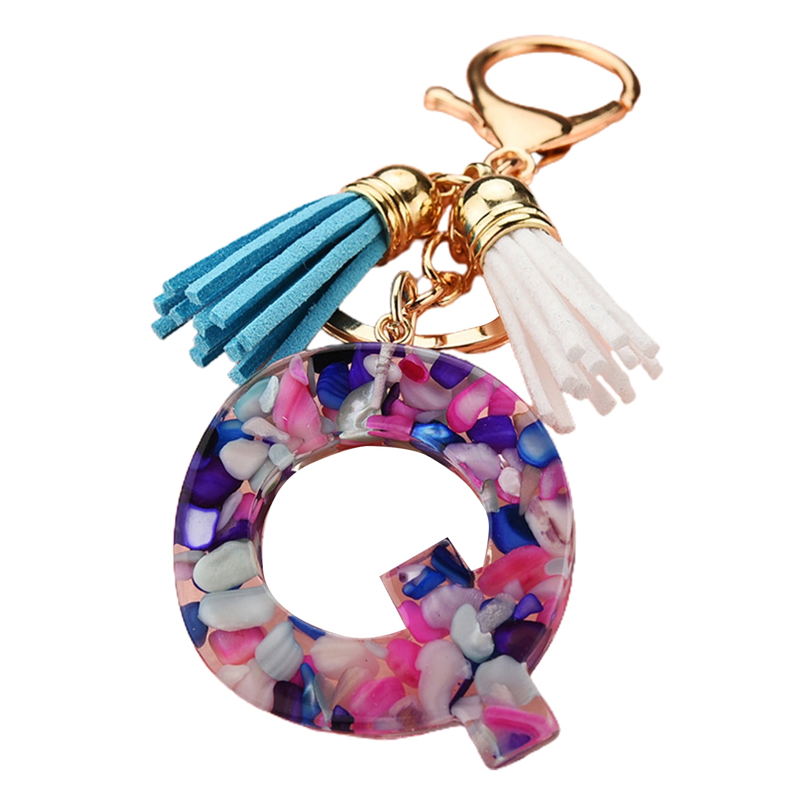Purple Letter Pendant Tassels Key Chain Transparent Acrylic 26 ...