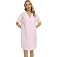 Nightgowns for Women Button Down House Dress V-neck Placket with Lapels ...