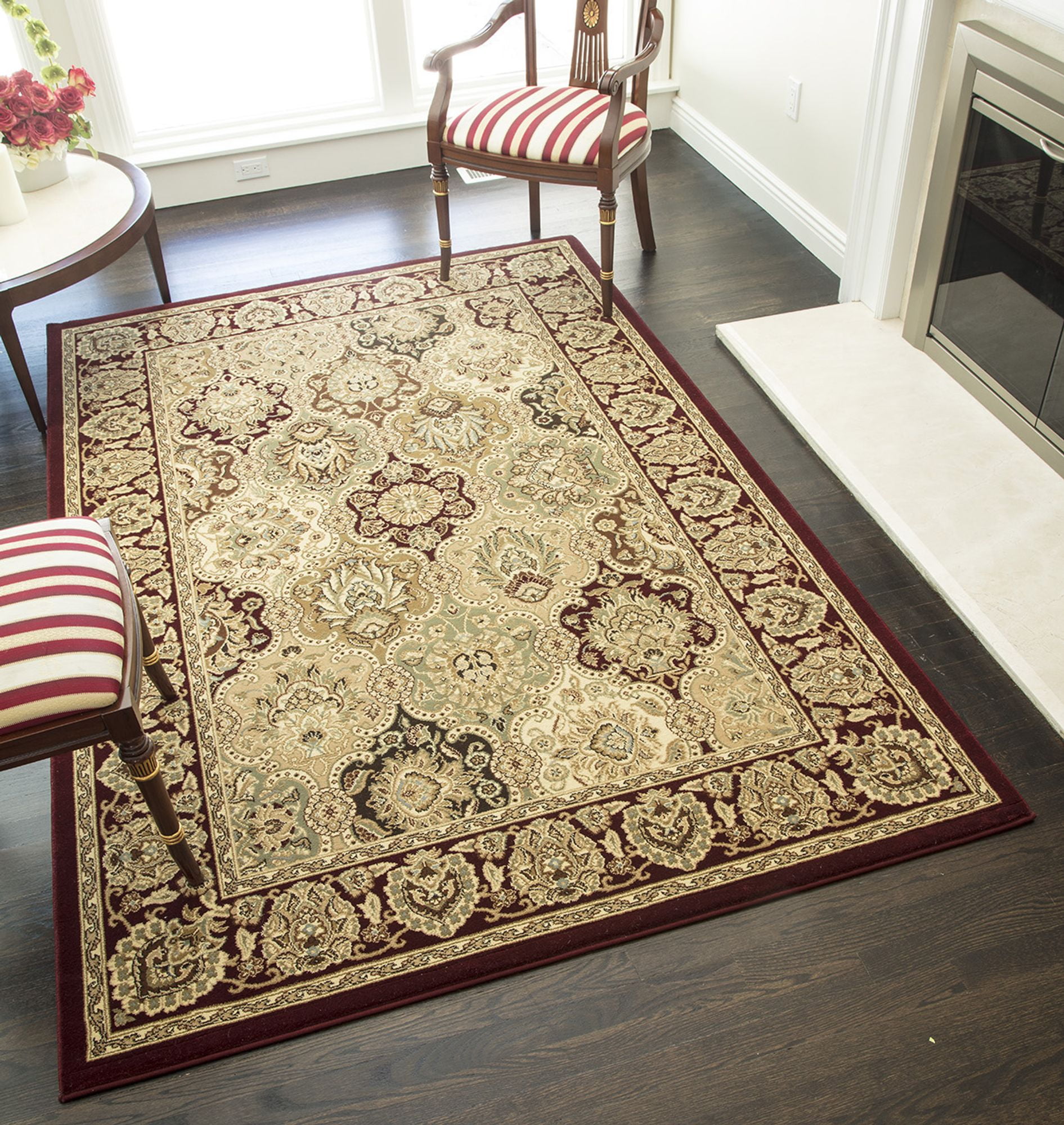 Rugs America Vista P108-CHR Panel Cherry Oriental Traditional Red Area ...