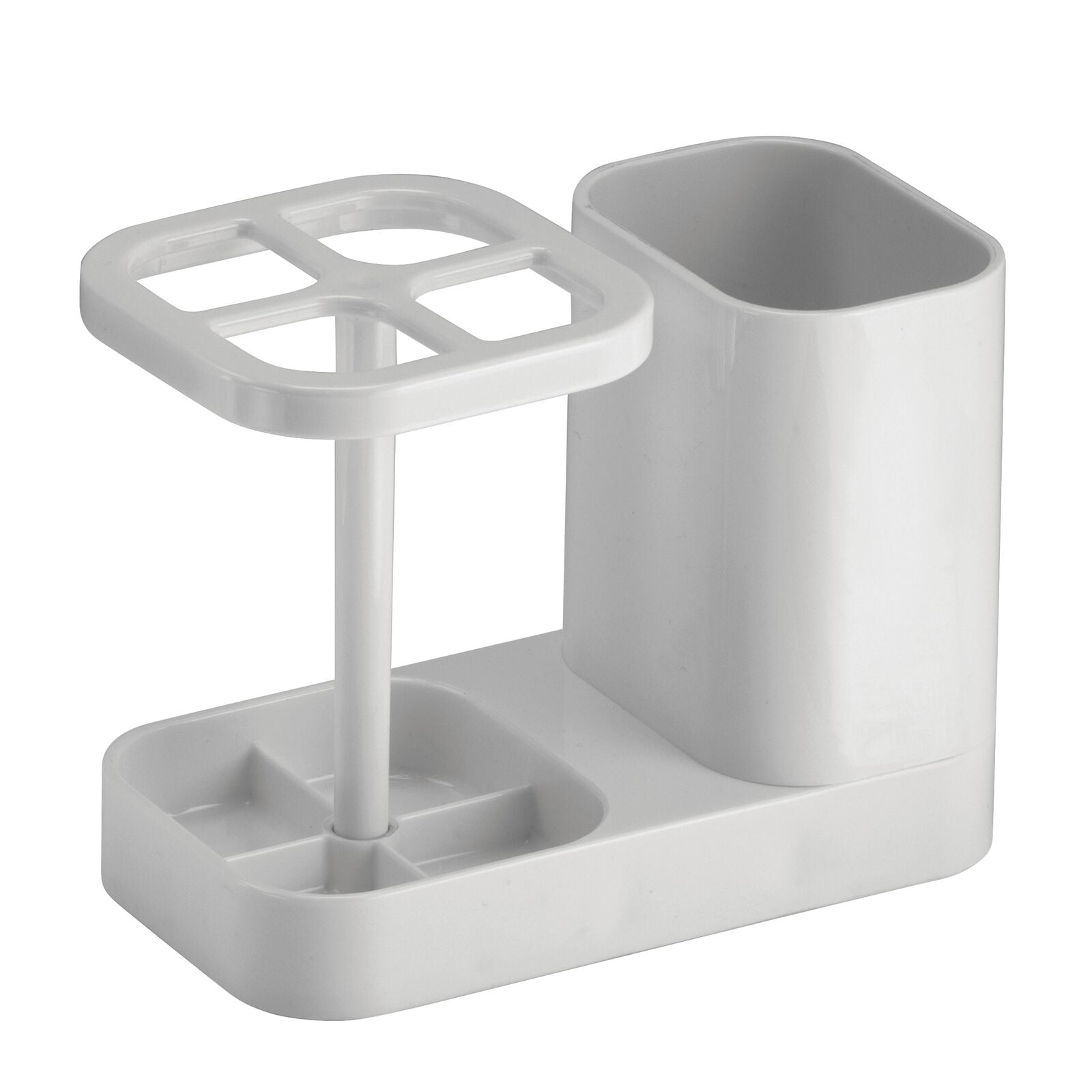 mDesign Plastic Toothbrush Storage Organizer Holder with Cup for ...