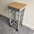 HYGRAD BUILT TO SURVIVE Kitchen Storage Cart 3 Tier Rolling Bamboo with ...