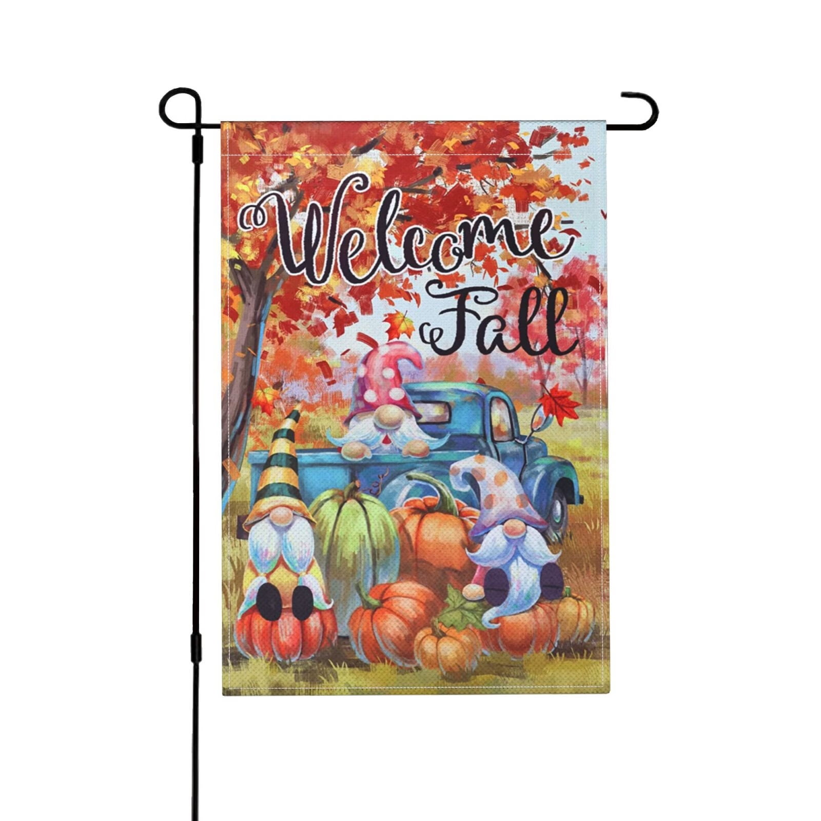 Welcome Fall Garden Flag, Gnome & Truck Yard Flag, Fall Decor for Home ...