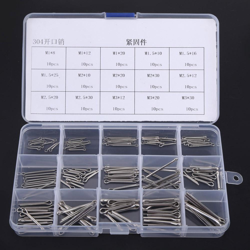 TOPINCN 150Pcs 15 Kinds 304 Stainless Steel Split-Cotter Pins Kit M1-M3 ...