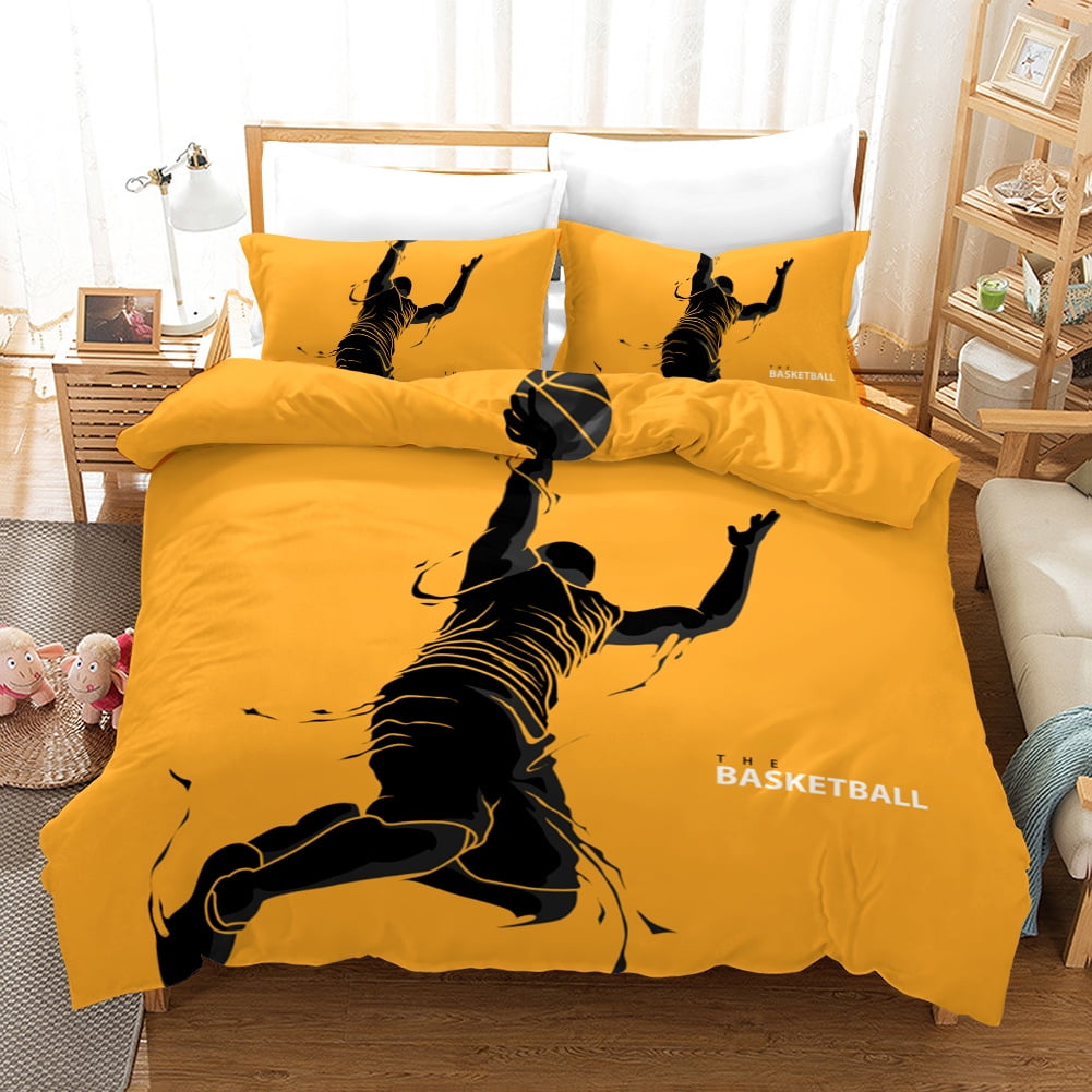 Basketball Bedding Set,3D Sports Basketball Duvet Cover Set 3 Piece ...