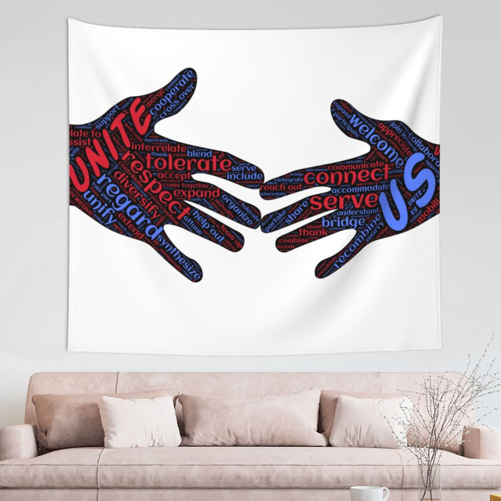 Community Union Unity Tapestry, Reaching Out Hands Wall Decor Home ...