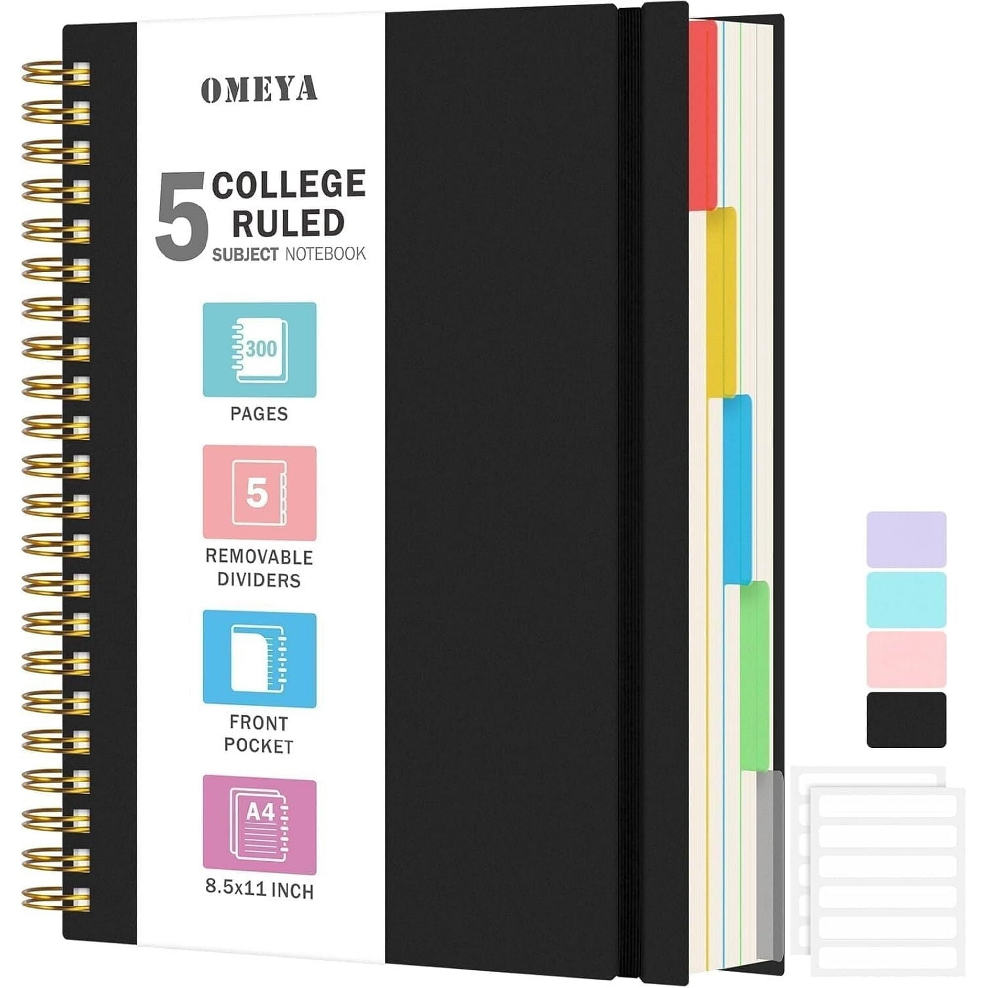Click here for Omeya 5 Subject Notebooks College Ruled  Spiral No... prices