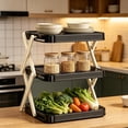 Foldable 3-Tier Kitchen Organizer, Plastic Stackable Food Prep Rack for ...