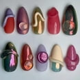 Women’s Press On Nails – Handmade Almond Shape with 3D Floral Design ...