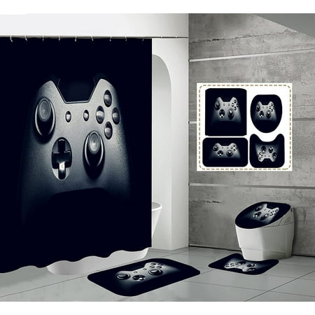 Hipaopao 4 Pcs Game Shower Curtain Set,Gamepad Controller Shower ...