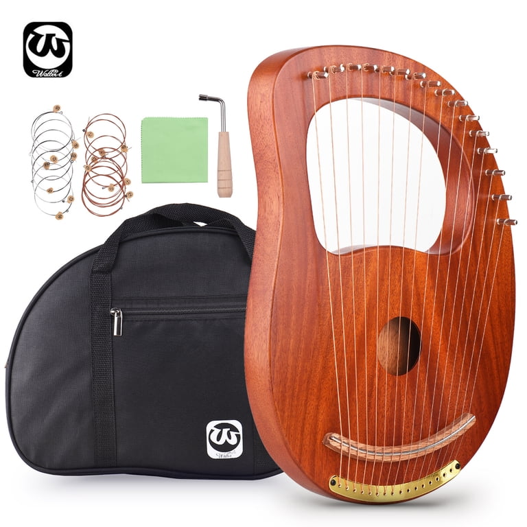 Mini Harp Walter.t 16-String Lyre Harp - Mahogany Wood With Carry Bag ...