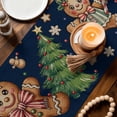 Navy Blue Christmas Table Runner 72 Inches, Xmas Tree Gingerbread ...