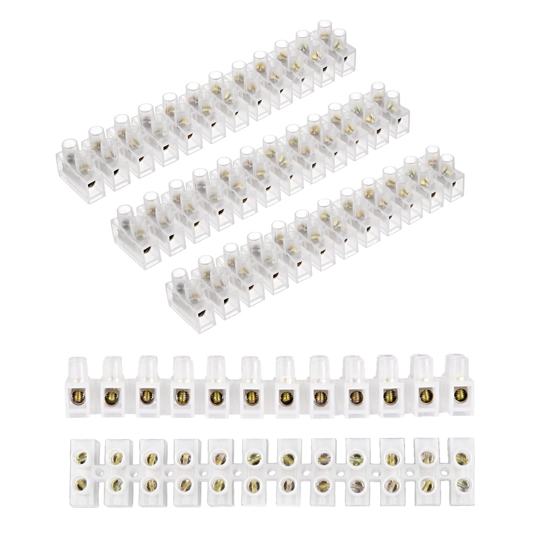 Terminal Tira Tornillo Terminal Bloque barrera 20A 12 Posiciones Doble ...