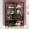 Tribesigns 5-Tier Corner Wine Rack, L Shaped Bar Cabinets, Wooden Wine ...